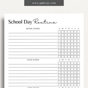 School Day Routine Tracker Printable Template | Digital Download ...
