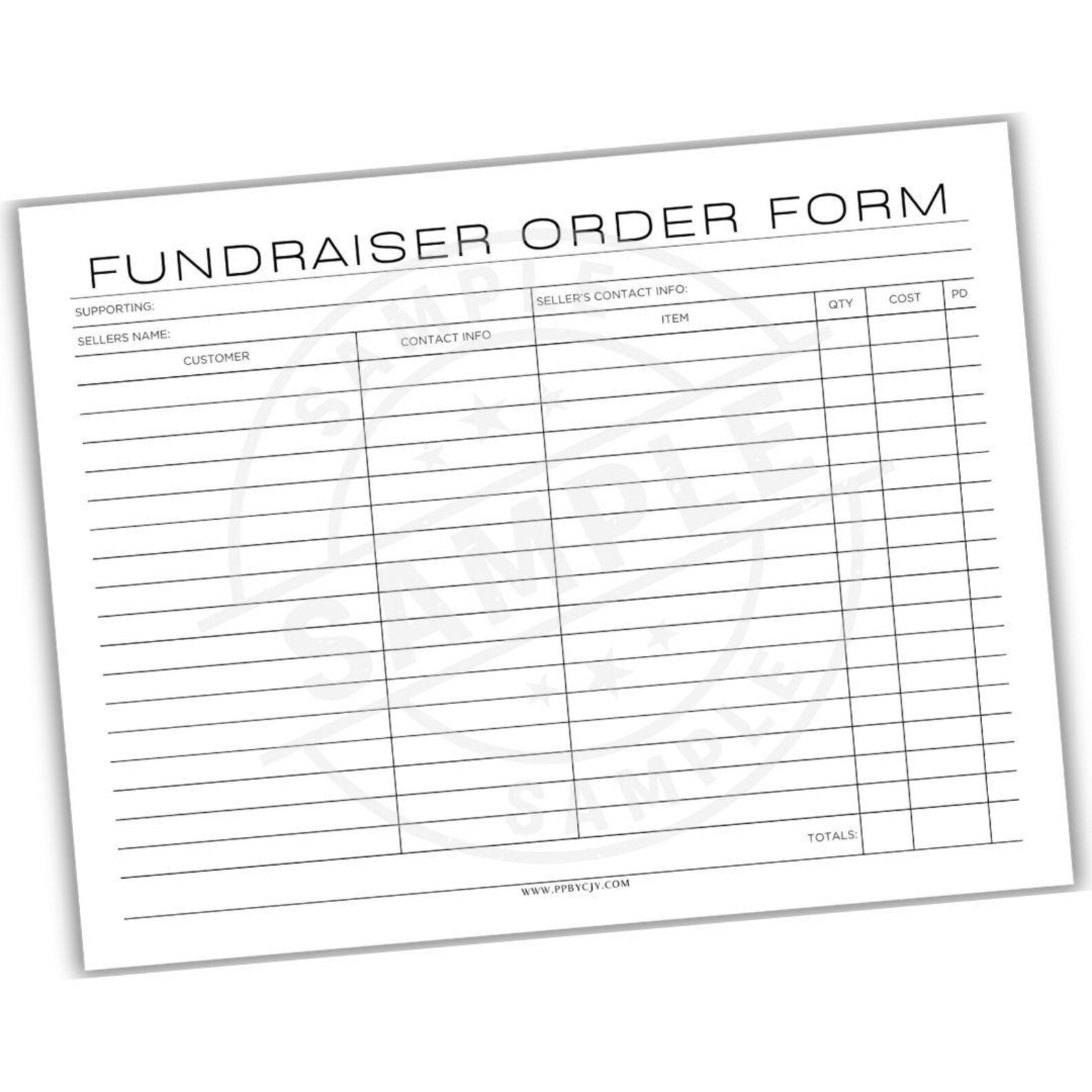 Fundraiser Order Form Printable Template | Digital Download | Product ...