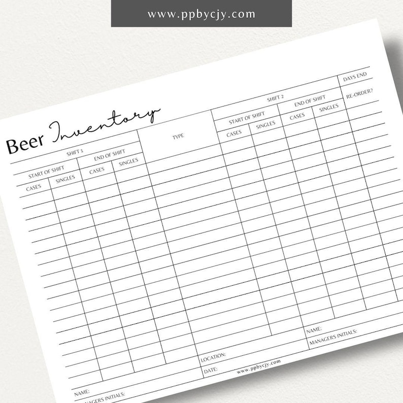 Beer Inventory Printable Template Digital Download Craft Beer Organizer ...