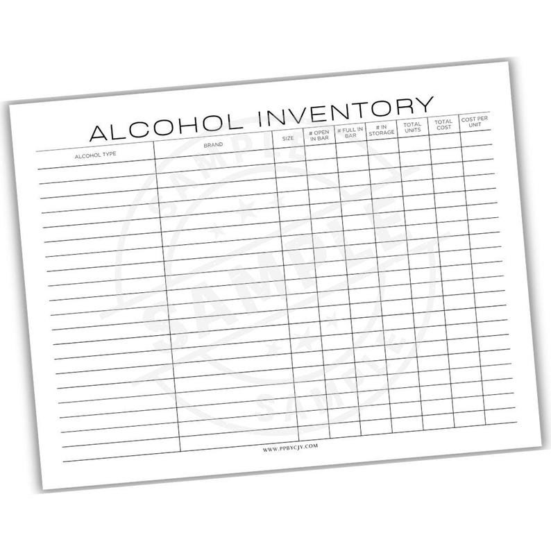 Bar Alcohol Inventory Tracker | Liquor Cabinet Supply Stock Manager ...