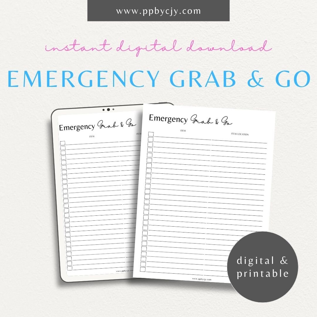Emergency Grab and Go Essentials Checklist | Evacuation Kit Item ...