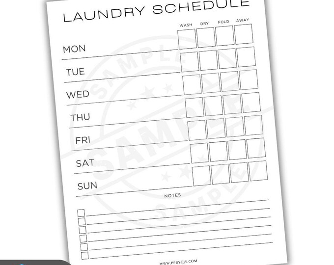 Editable Laundry Schedule Printable - Etsy