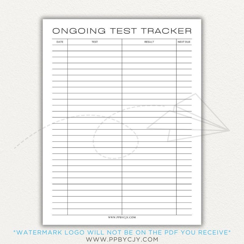 Ongoing Test Tracker Printable | Lab & Medical Test Log | Academic and ...