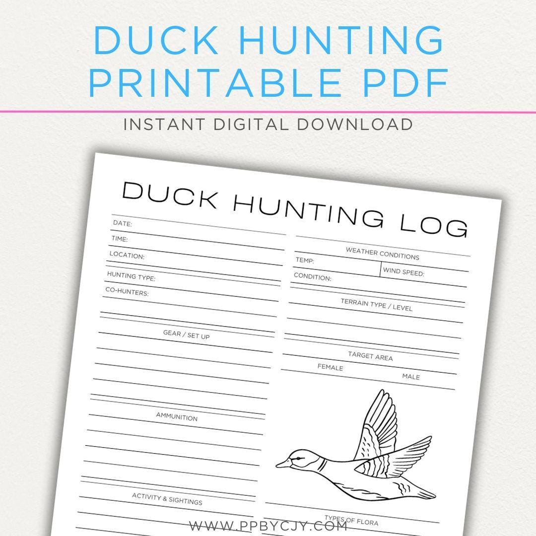 Duck Hunting Log | Waterfowl Hunting Record | Shot Tracker & Hunting ...