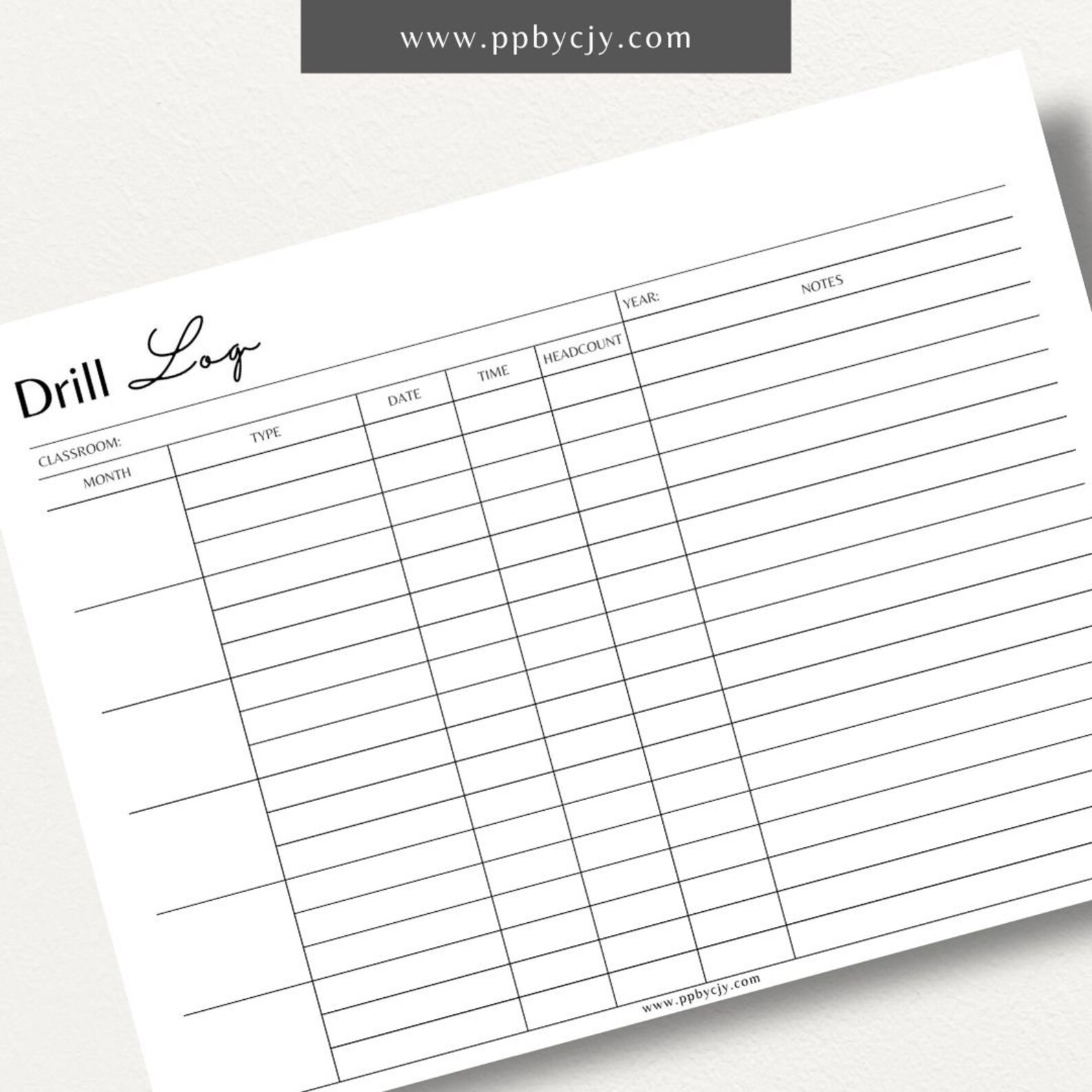 Classroom Drill Log Printable Template | Digital Download | Emergency ...
