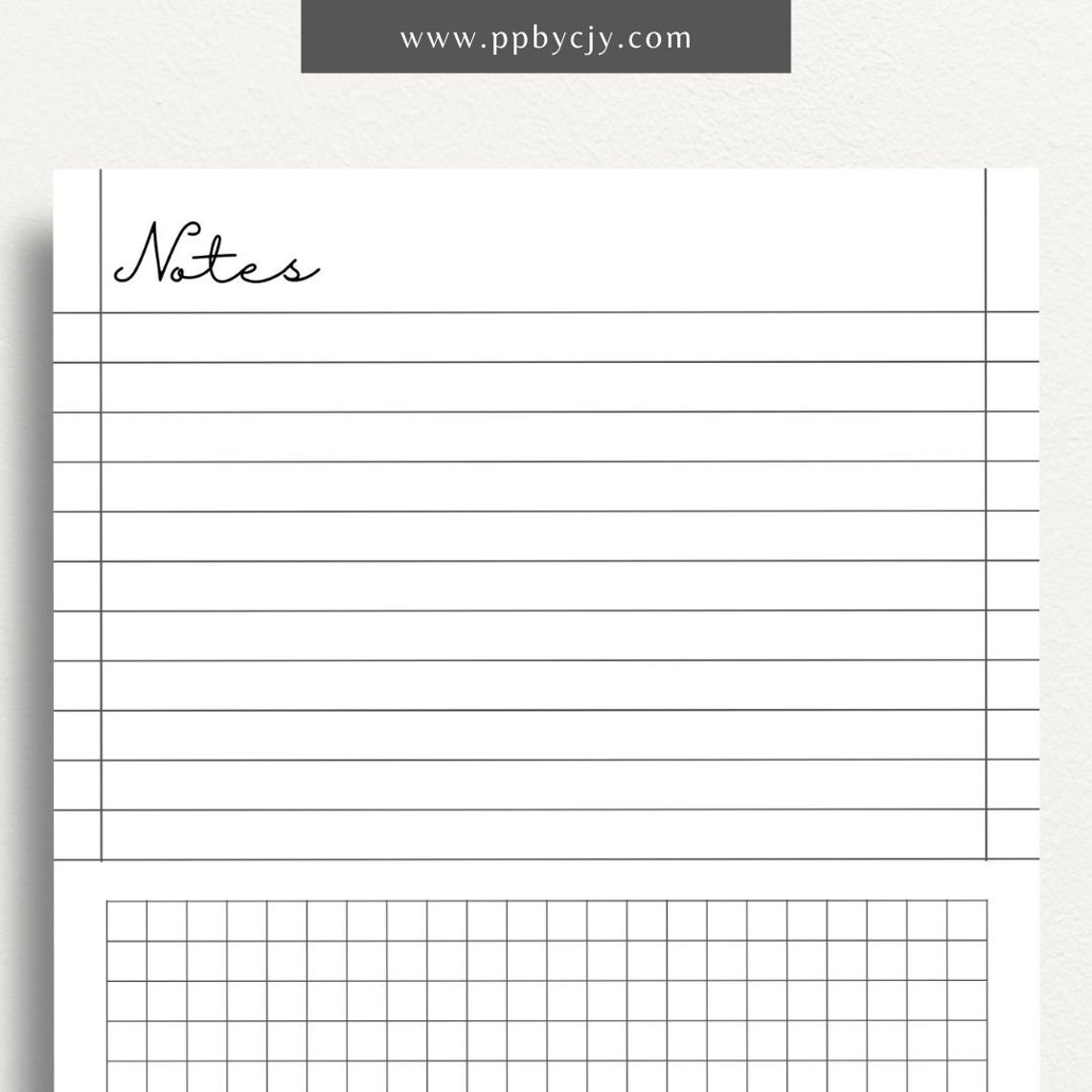 Half Lined Half Graph Printable Paper | Mixed Format Note Taking Paper ...