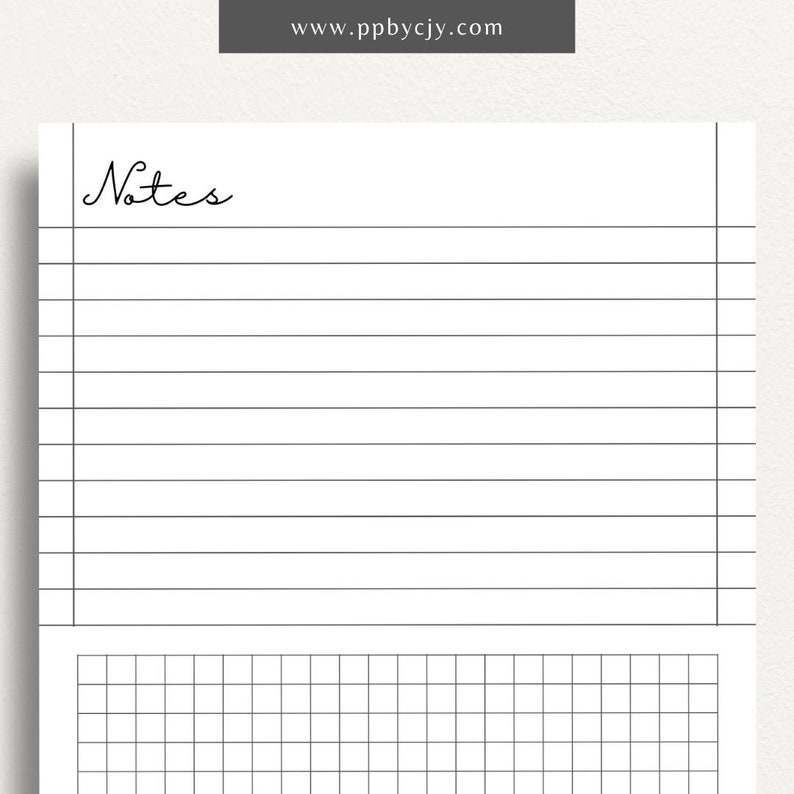 Half Lined Half Graph Printable Paper | Mixed Format Note Taking Paper ...