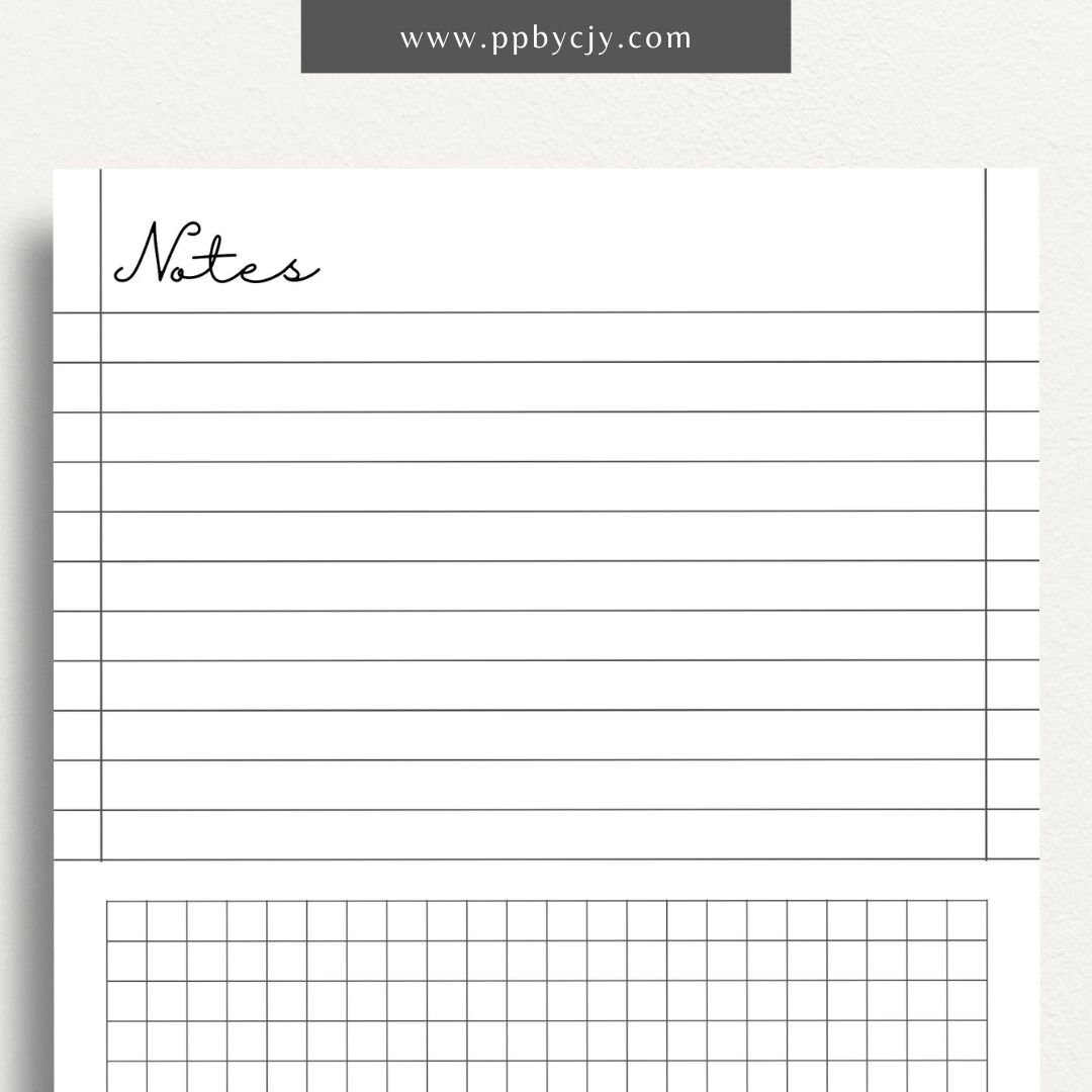 Half Lined Half Graph Printable Paper | Mixed Format Note Taking Paper ...