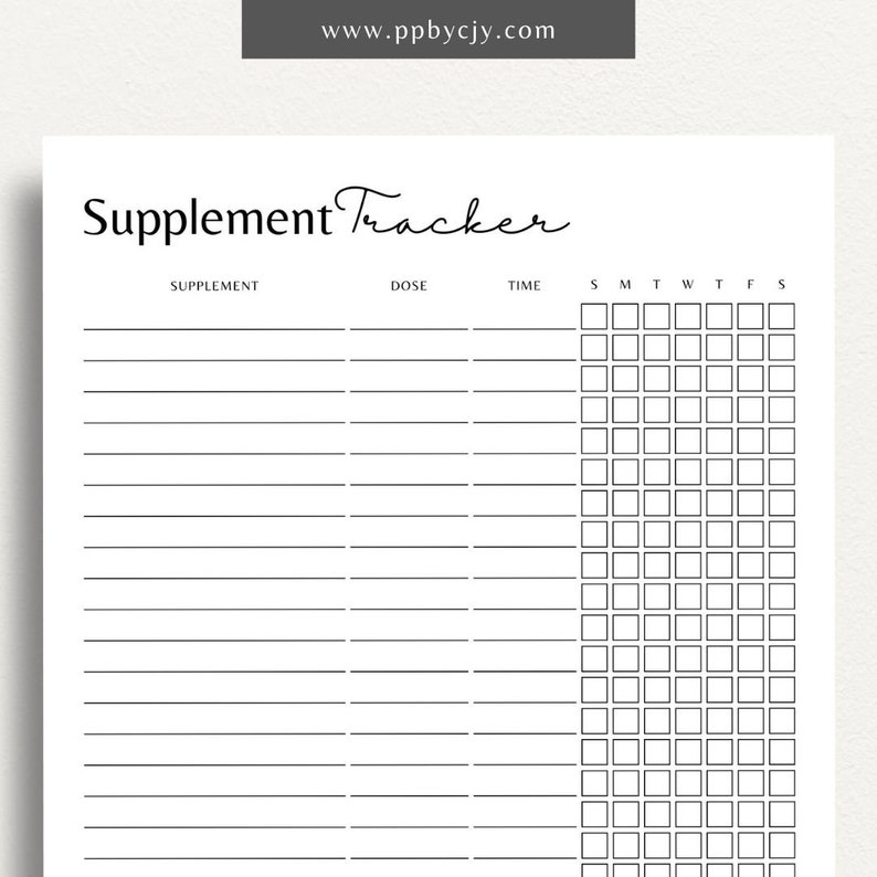 Supplement Intake Tracker | Daily Health Supplement Organizer | Herbal ...