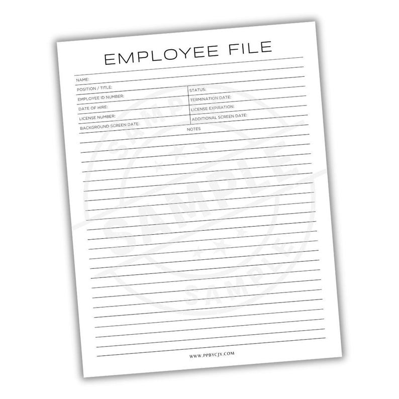 Employee File Information Sheet | Human Resources Personnel Record ...
