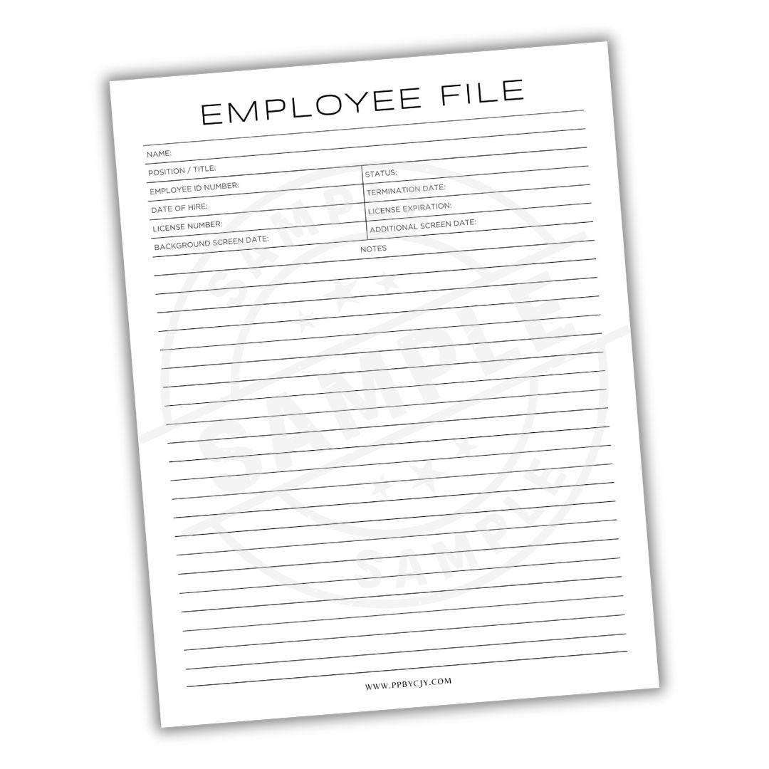 Employee File Information Sheet | Human Resources Personnel Record ...