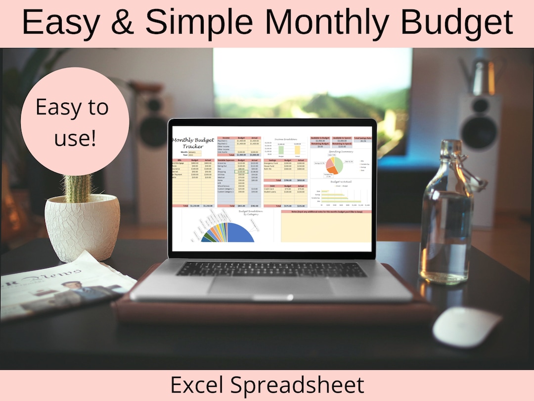 Simple Monthly Budget Spreadsheet | Excel Spreadsheet Template ...