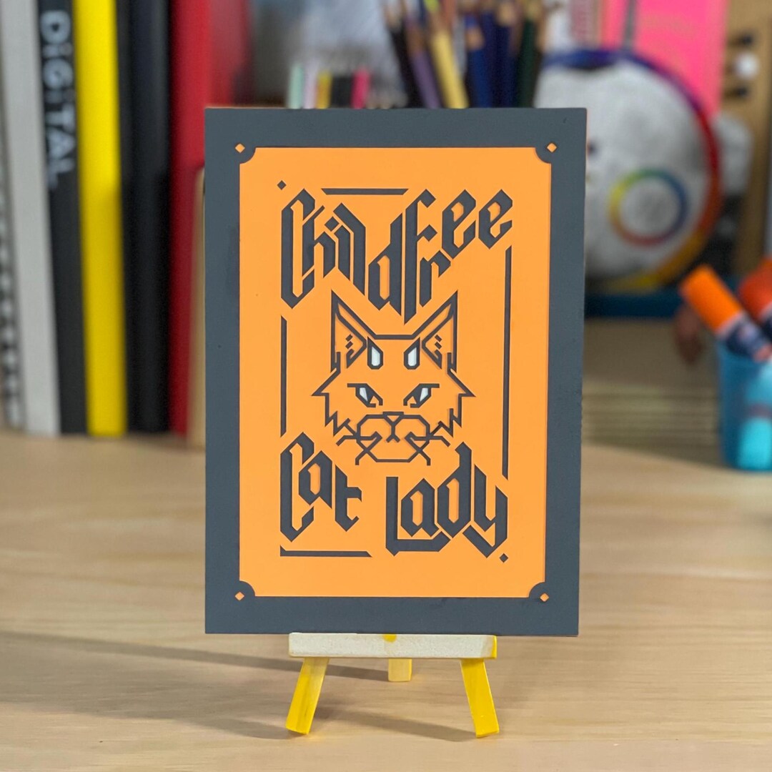 Child Free Cat Lady Layered Paper Art – Snarky DINK Typography Design ...