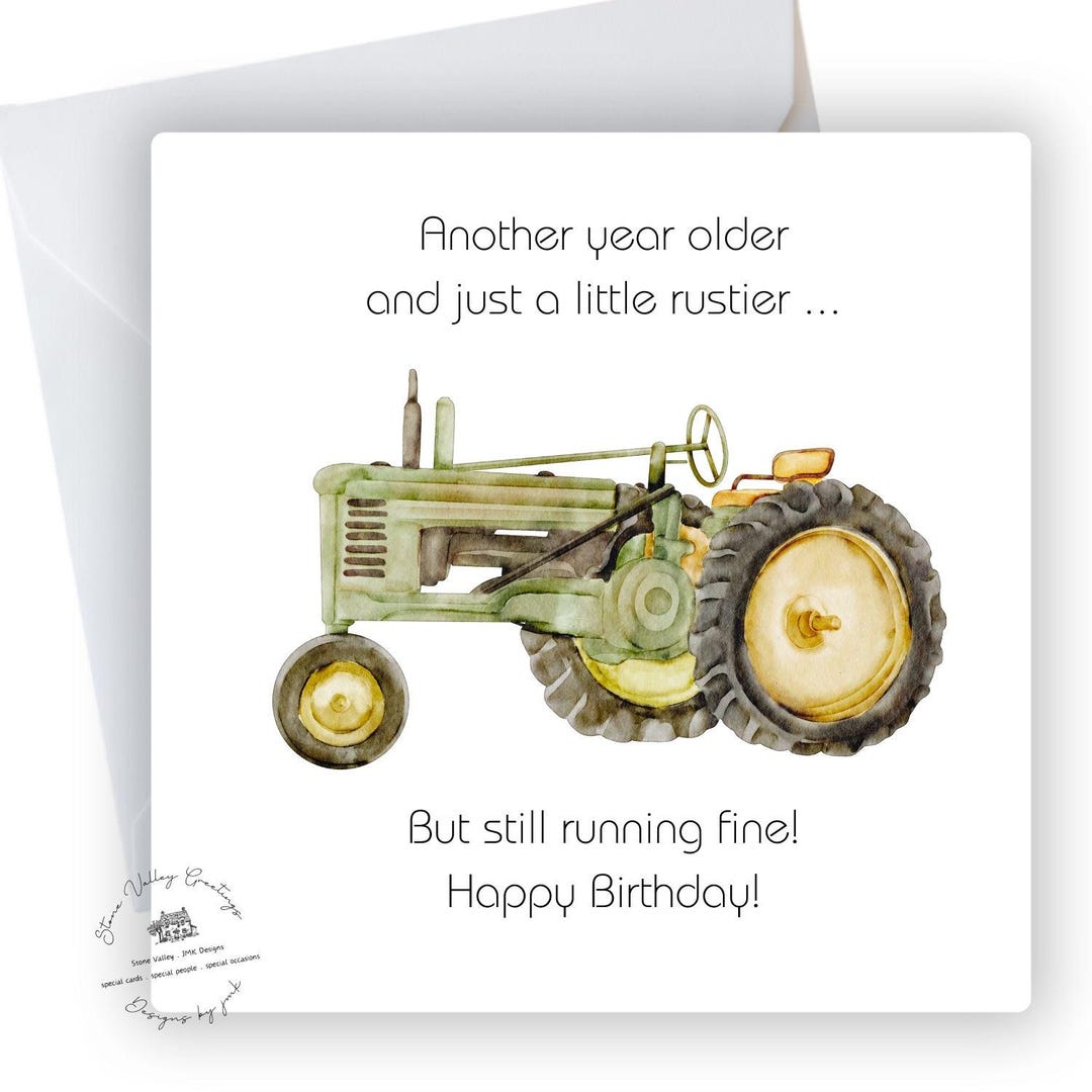 Vintage Green Tractor Birthday Card, 5x5 Card Blank Inside - Etsy