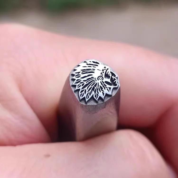 INDIAN Metal Stamp Indian Man Steel Punch Jewelry Metal Leather ...