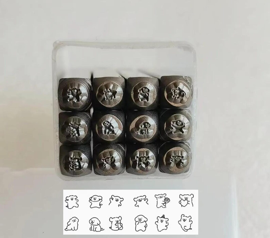 12 Pcs 3mm Lovely Cartoon Animal Dogs Puppy Punches Set Jewelry Metal ...