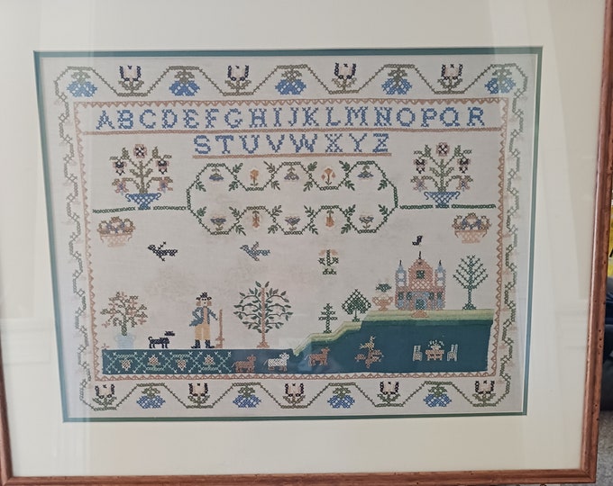 Antique 16x22" 1920 Framed SAMPLER - Etsy