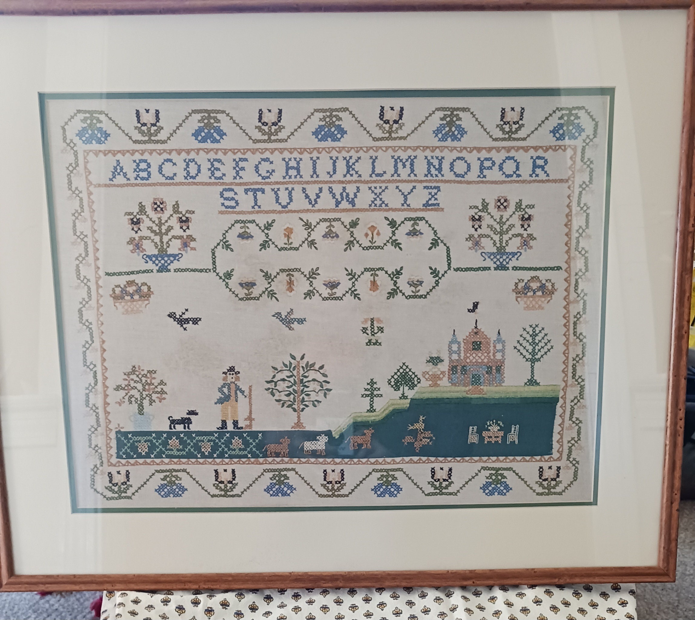 Antique 16x22 1920 Framed SAMPLER - Etsy