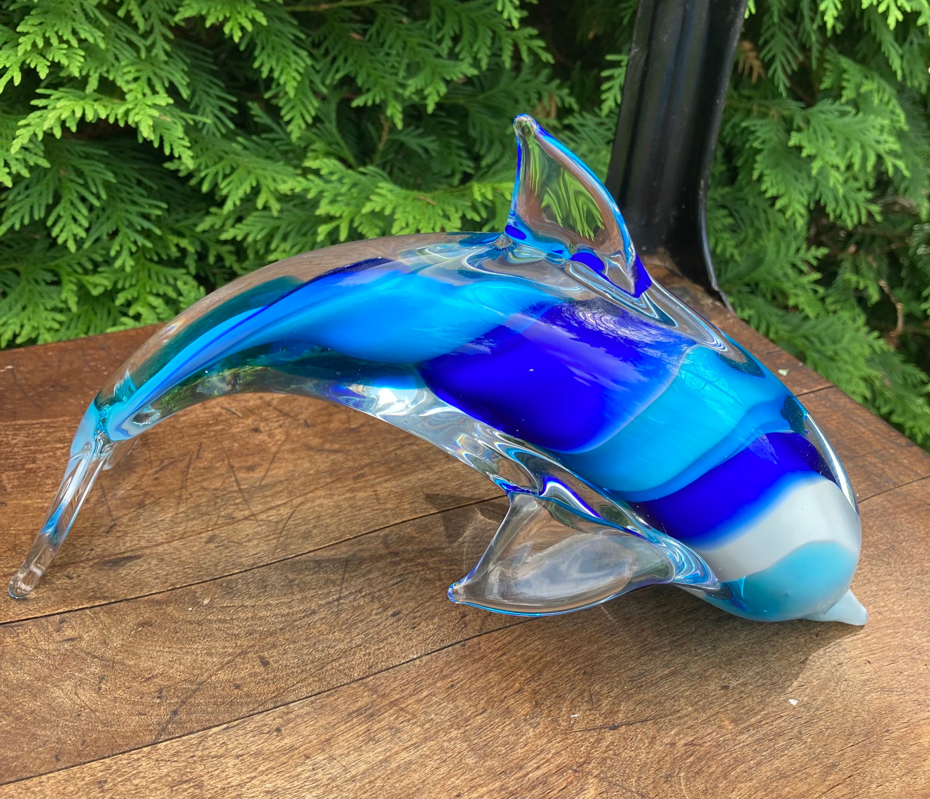 Multi Color Blue and White Hand Blown Glass Dolphin | Etsy