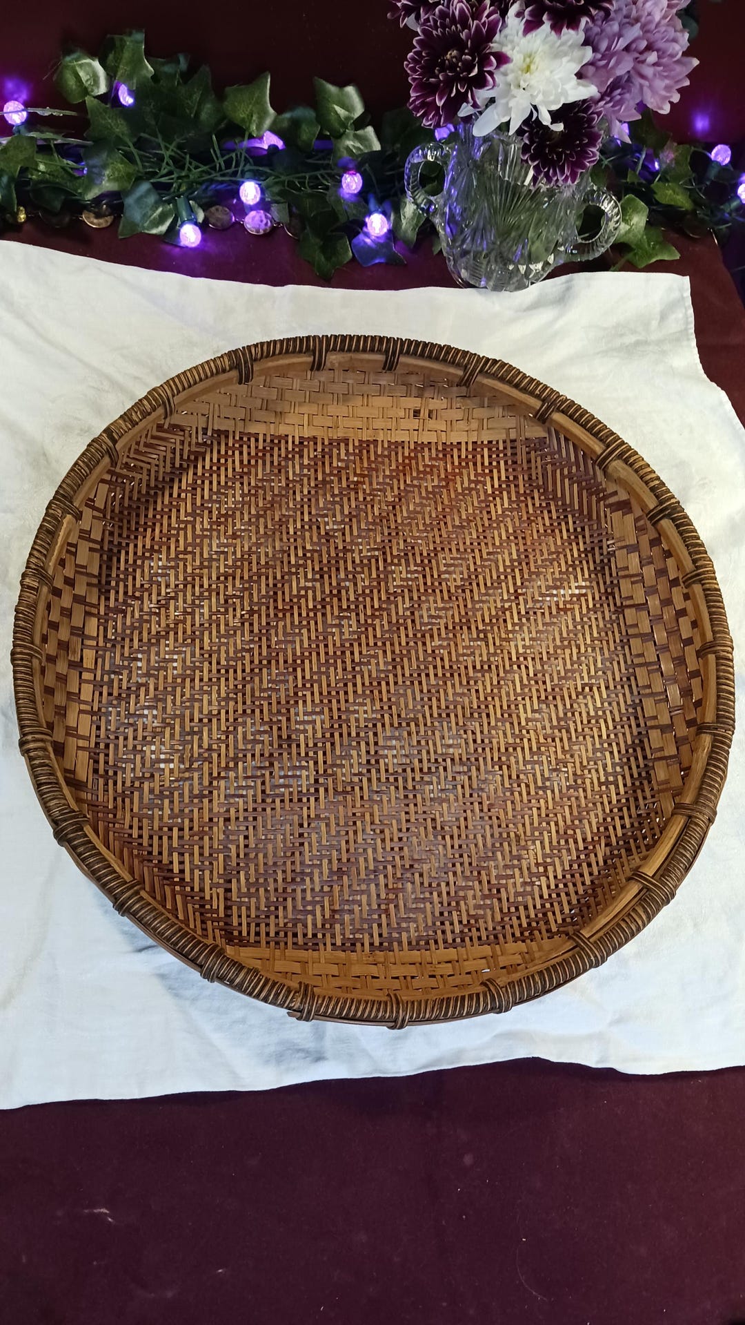 Vintage Shallow Winnowing Basket Tray Bamboo - Etsy