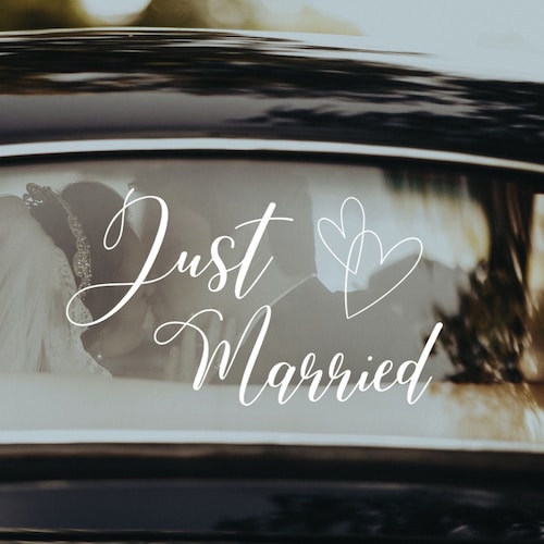 Just Married Car Sticker Wedding Car Window Decal Wedding Day - Etsy ...