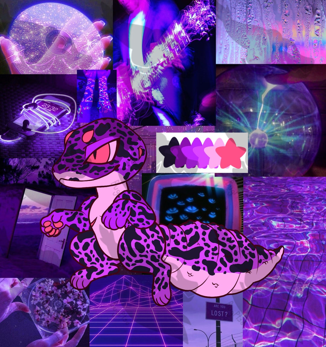 Vaporwave Themed Leopard Gecko Furry/fursona Adopt - Etsy
