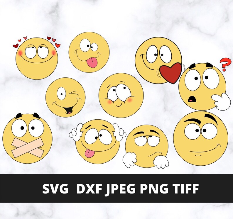 Emoji SVG Bundle, Emoji PNG Clipart, Svg Files for Cricut, Dxf, Jpg ...