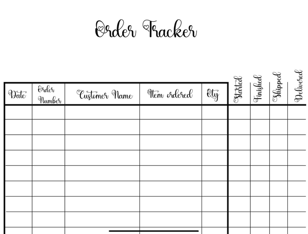 Order Tracking Form, Printable Order Form, Small Business Digital Order ...