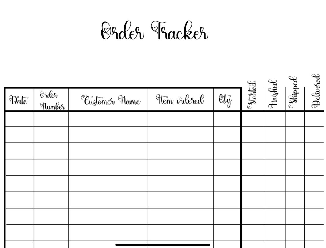 Order Tracking Form, Printable Order Form, Small Business Digital Order ...