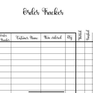 Order Tracking Form, Printable Order Form, Small Business Digital Order ...