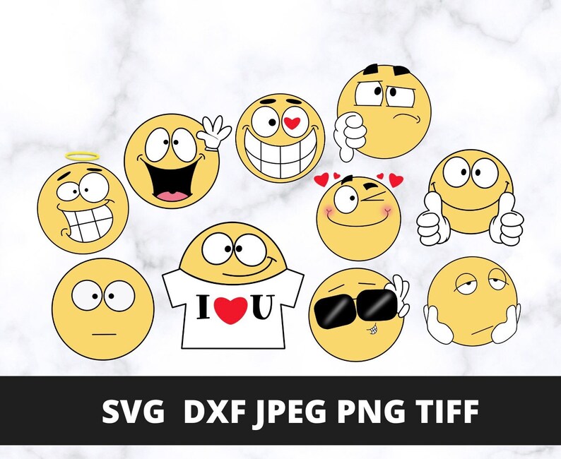 Emoji SVG Bundle, Emoji PNG Clipart, Svg Files for Cricut, Dxf, Jpg ...