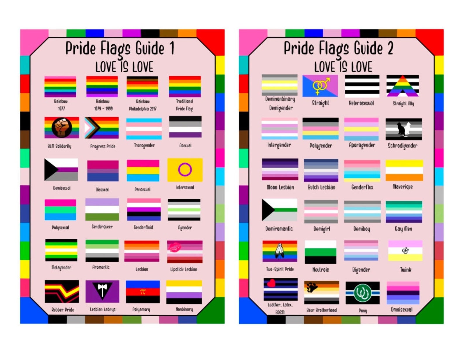 Love Pride Guide, LGBTQ Rainbow Flags, Instant Digital Download ...