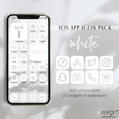White Ios App Icon Pack 300 Unique Icons 20 Widget Quotes - Etsy
