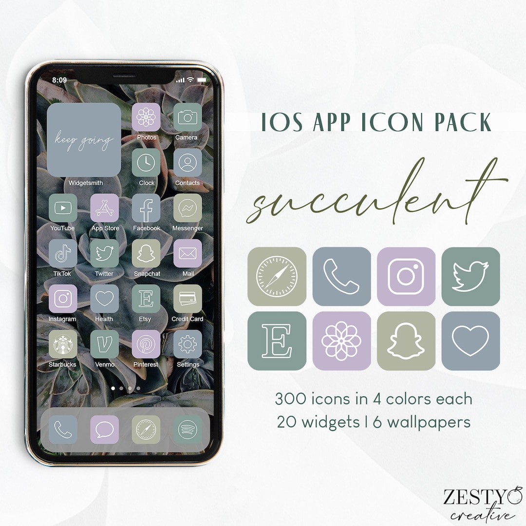 Succulent Ios App Icon Pack | 300 Unique Icons in 4 Colors Each + 20 ...