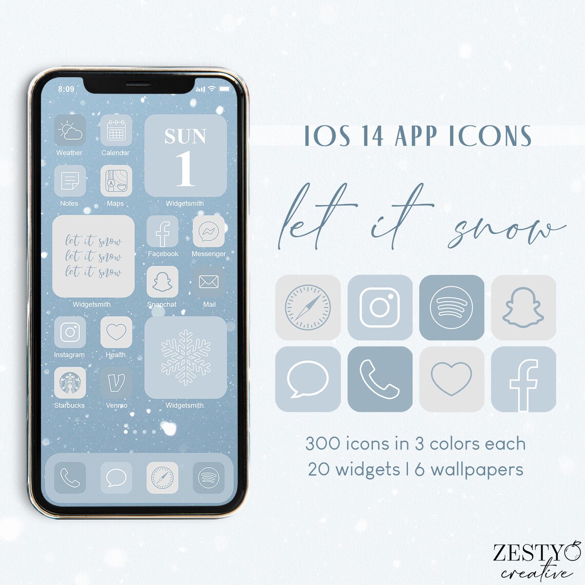 Let It Snow Ios 14 App Icons 300 Unique Icons in 3 Colors | Etsy
