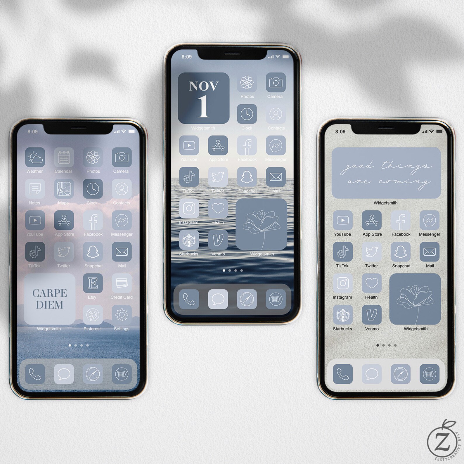 Dusty Blue Ios App Icon Pack 300 Unique Icons in 3 Colors - Etsy