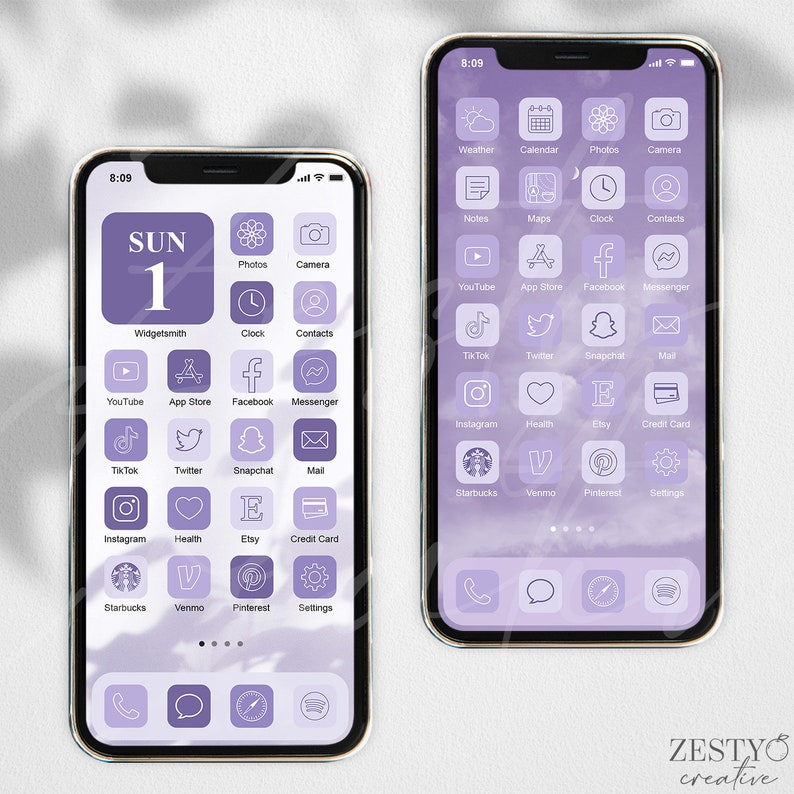Lavender Ios App Icon Pack 300 Unique Icons in 4 Colors Each - Etsy