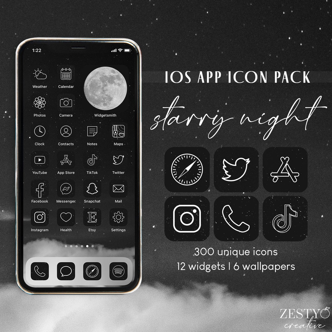 Starry Night Ios App Icon Pack | 300 Unique Icons + 12 Widget Photos ...