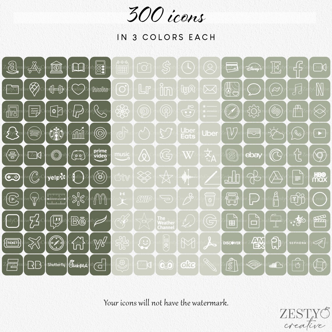 Green Ios App Icon Pack 300 Unique Icons in 3 Colors Each | Etsy