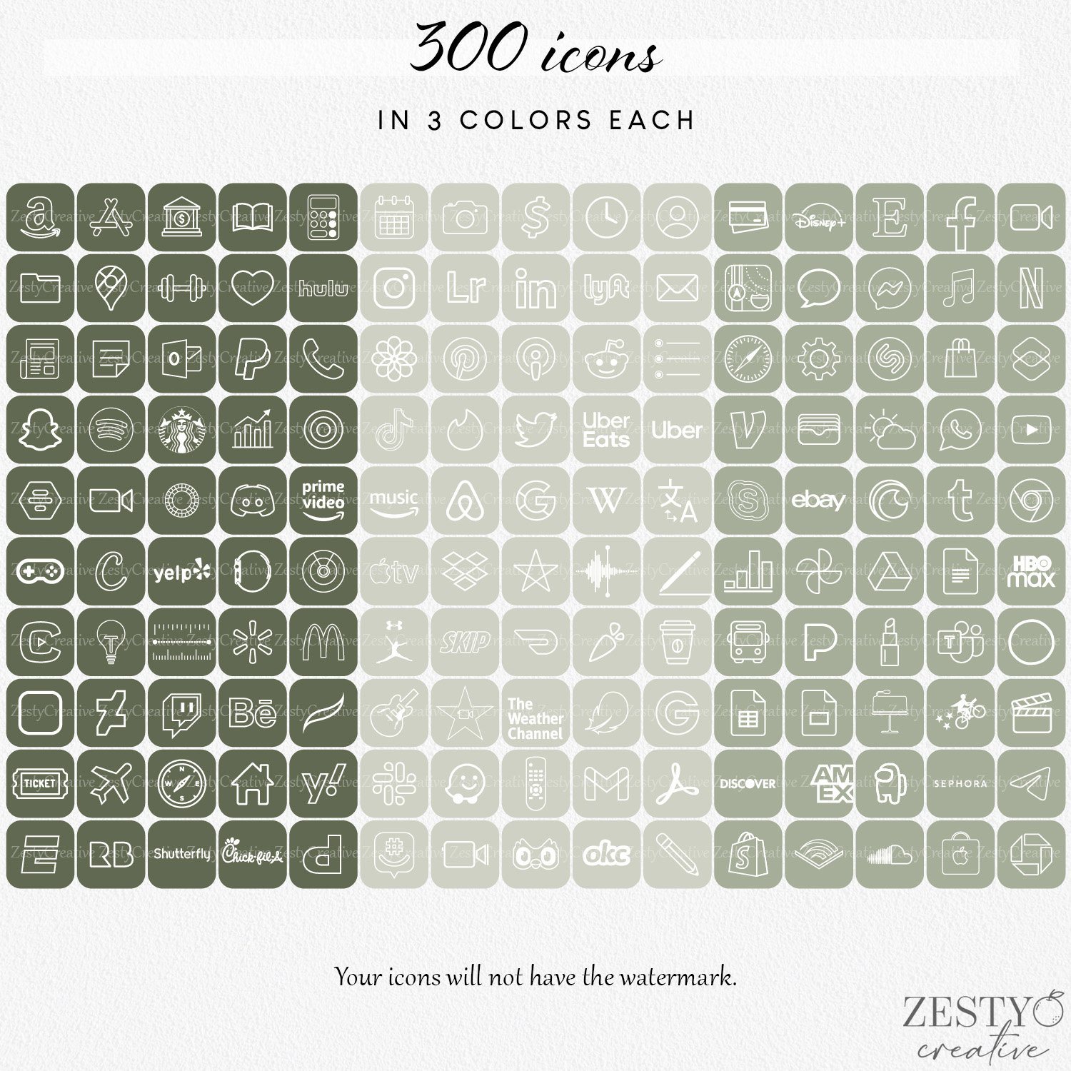 Green Ios App Icon Pack 300 Unique Icons in 3 Colors Each | Etsy