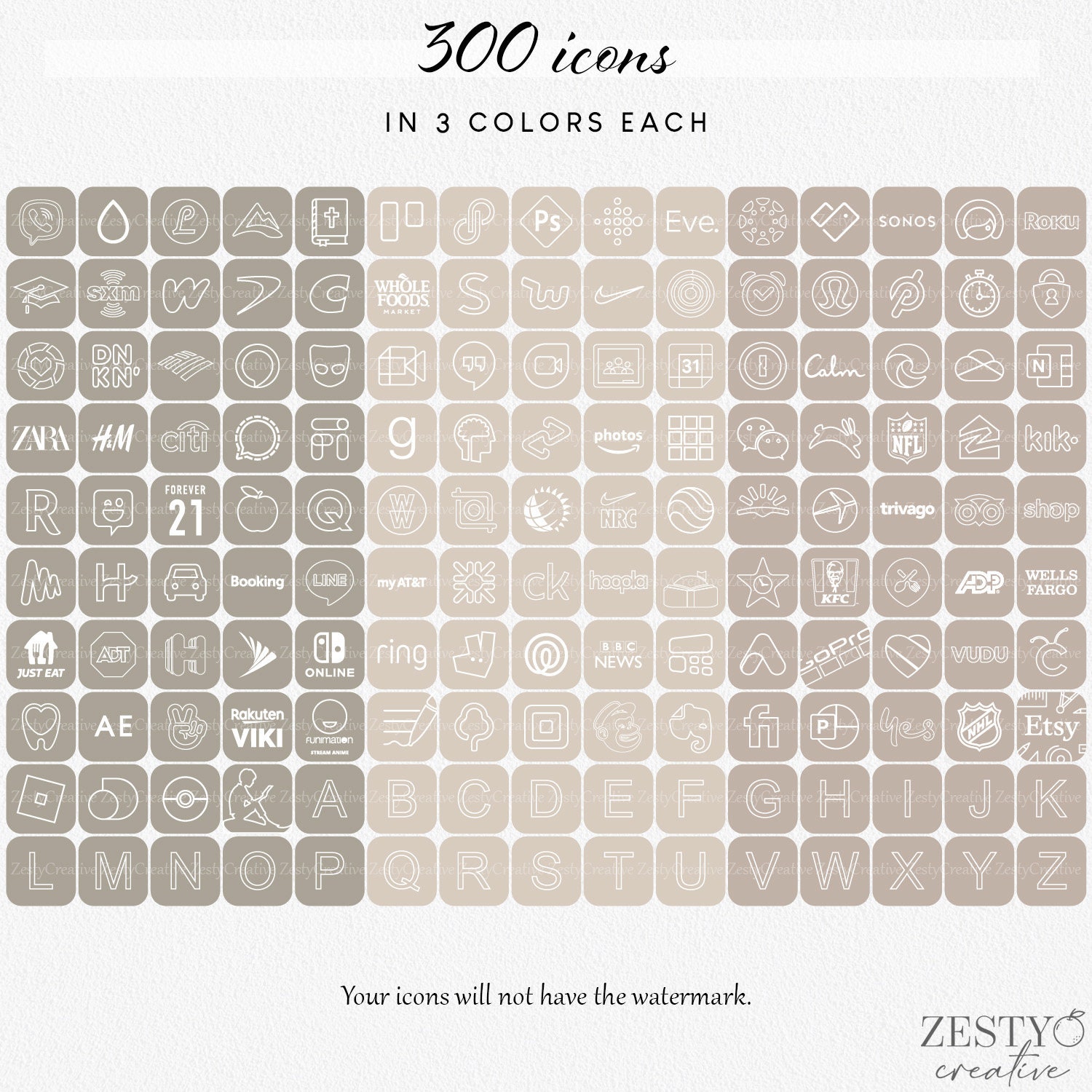 Contemporary Ios App Icon Pack 300 Unique Icons in 3 Colors | Etsy