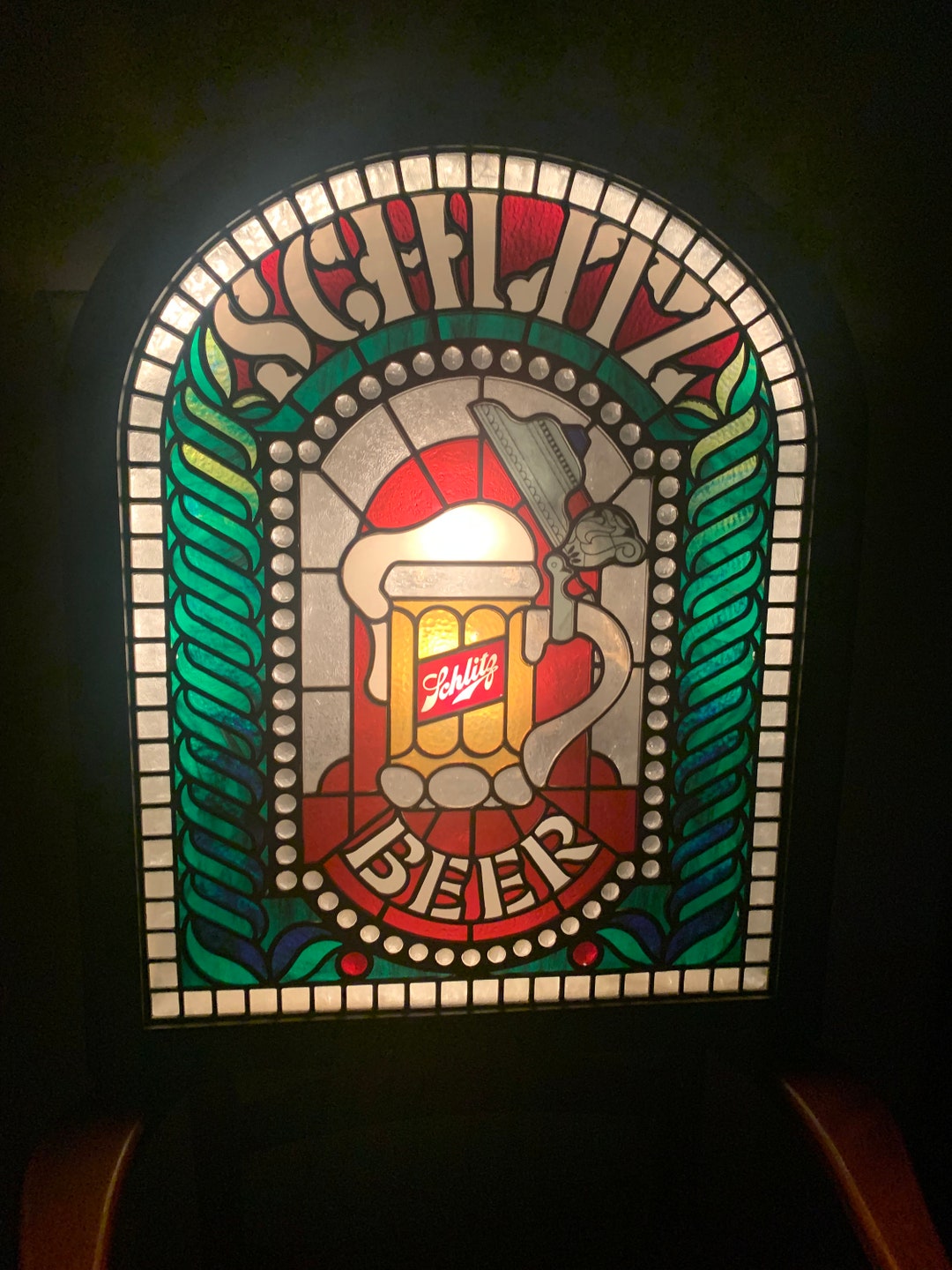 Vintage Large Light up Schiltz Beer Stained Glass Sign With - Etsy