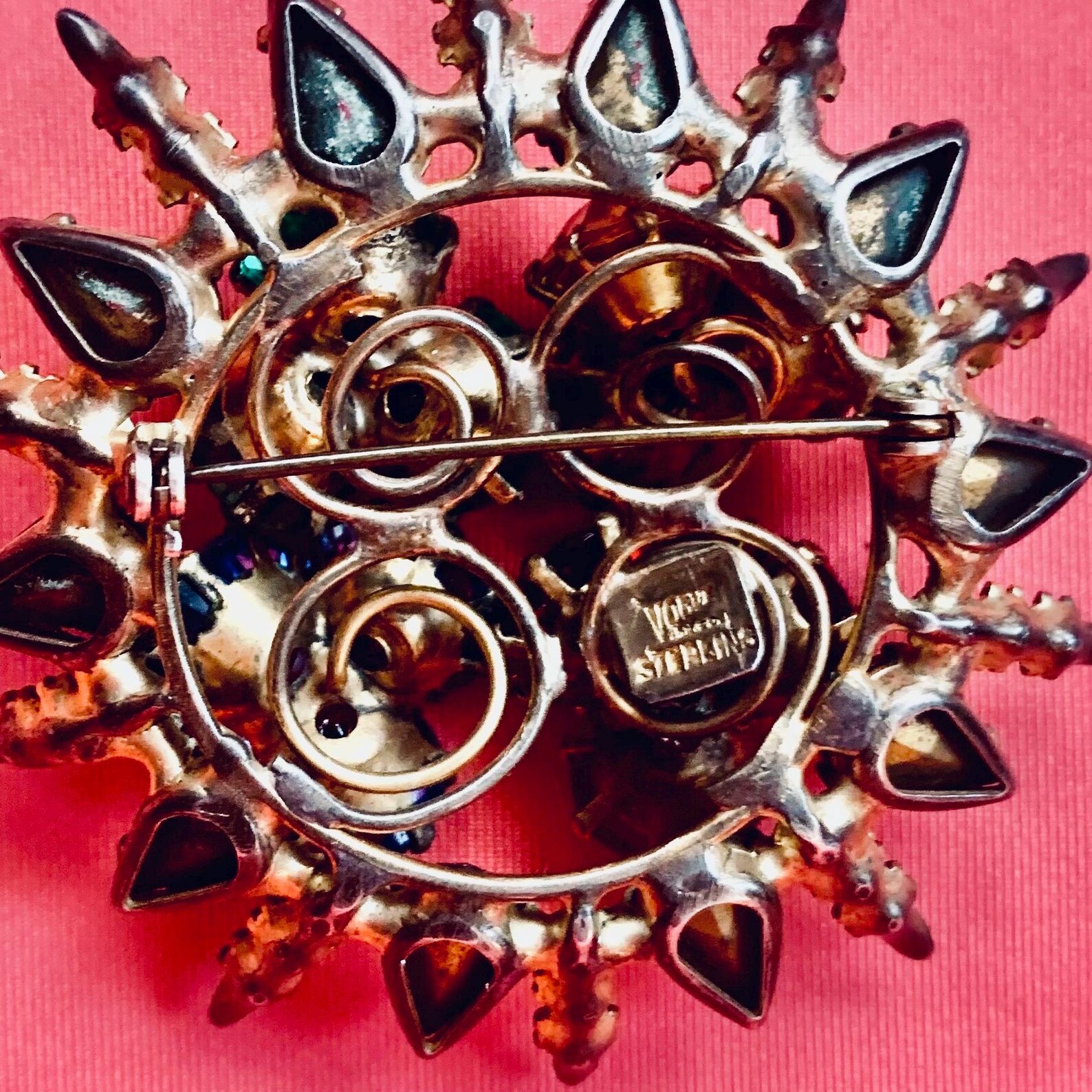 Vintage 1940s Era Vogue Sterling Silver & Rhinestone Brooch ...