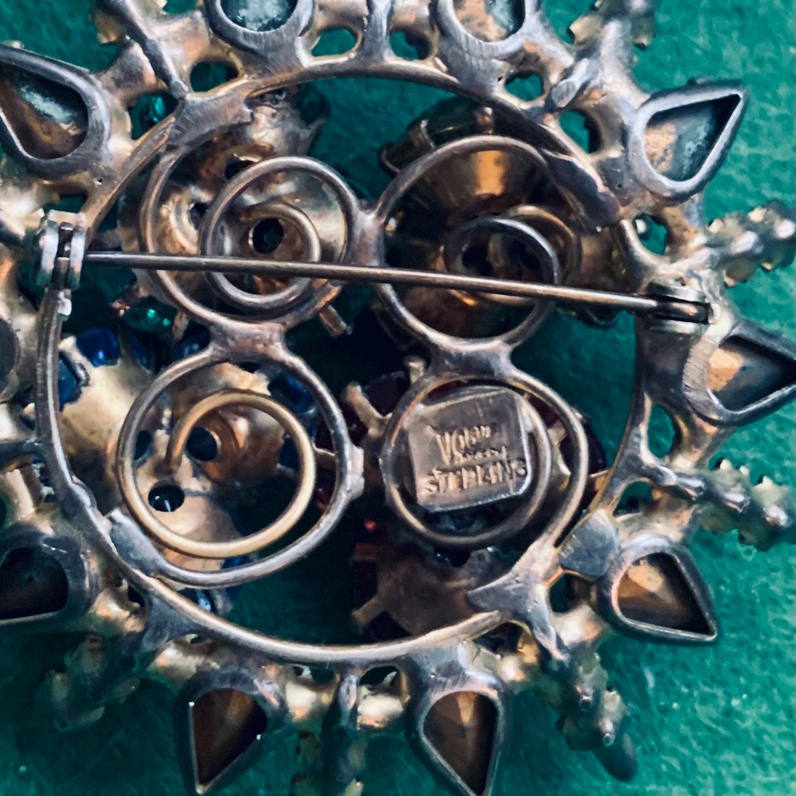 Vintage 1940s Era Vogue Sterling Silver & Rhinestone Brooch ...