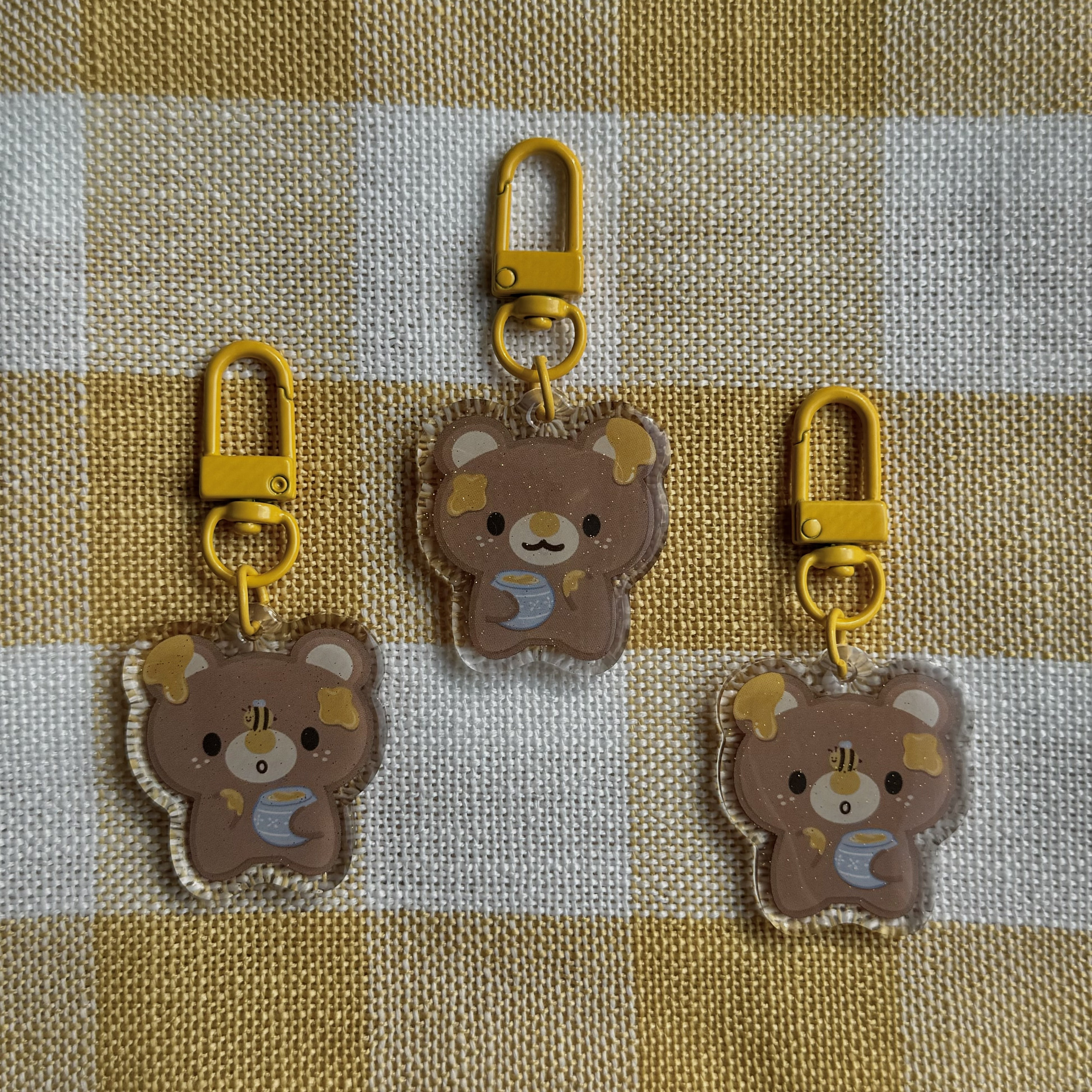 Honey Bear Keychain Epoxy Keychain Cute Bear Cute Keychains - Etsy