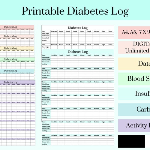 Printable Blood Sugar Diabetes Planner Log Book CBG - Etsy