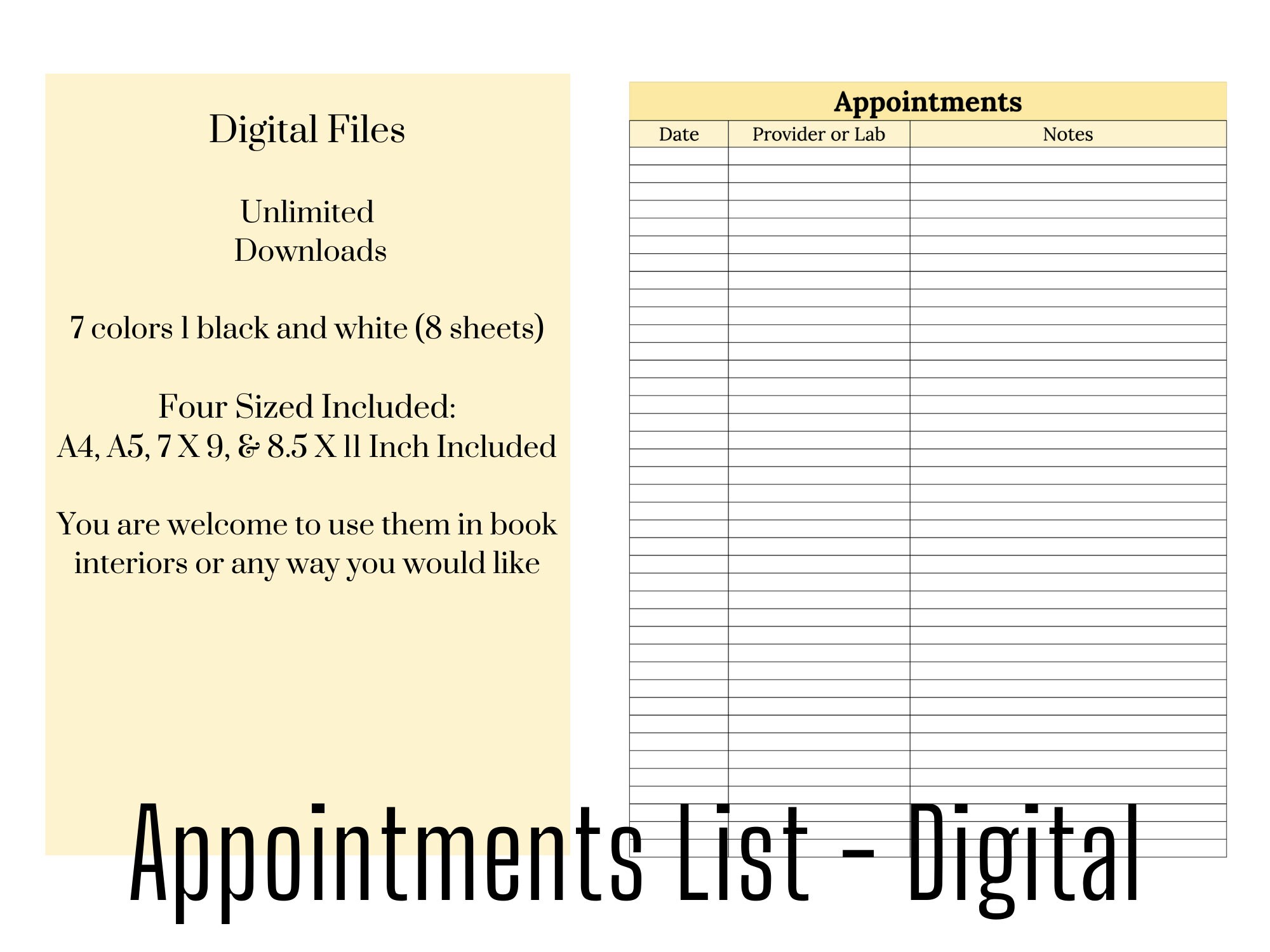 Printable Medical Appointments List Planner Page | Log | Doctor ...