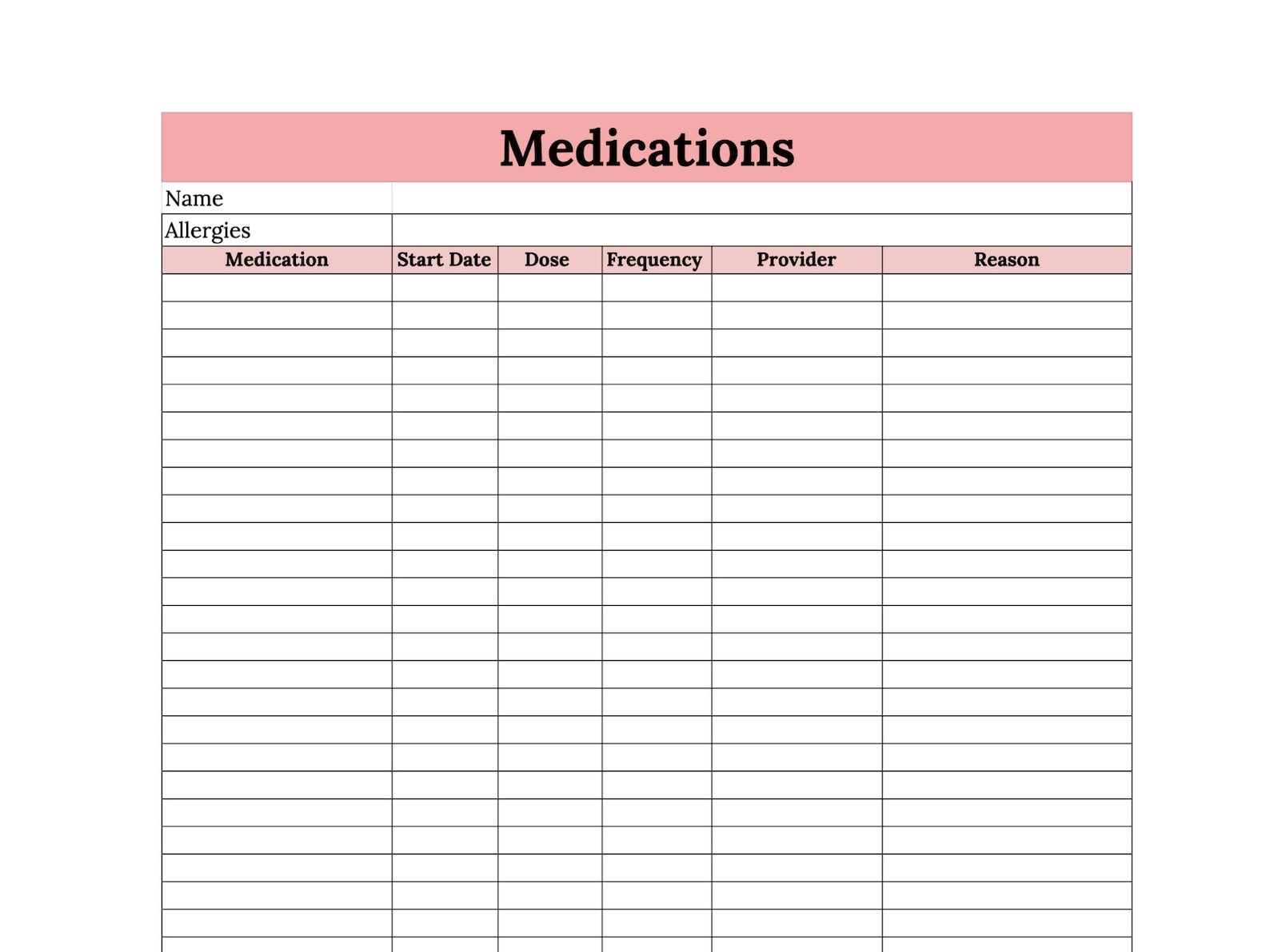 Printable Medication List Planner Page | Log Book | Meds | Healthcare ...