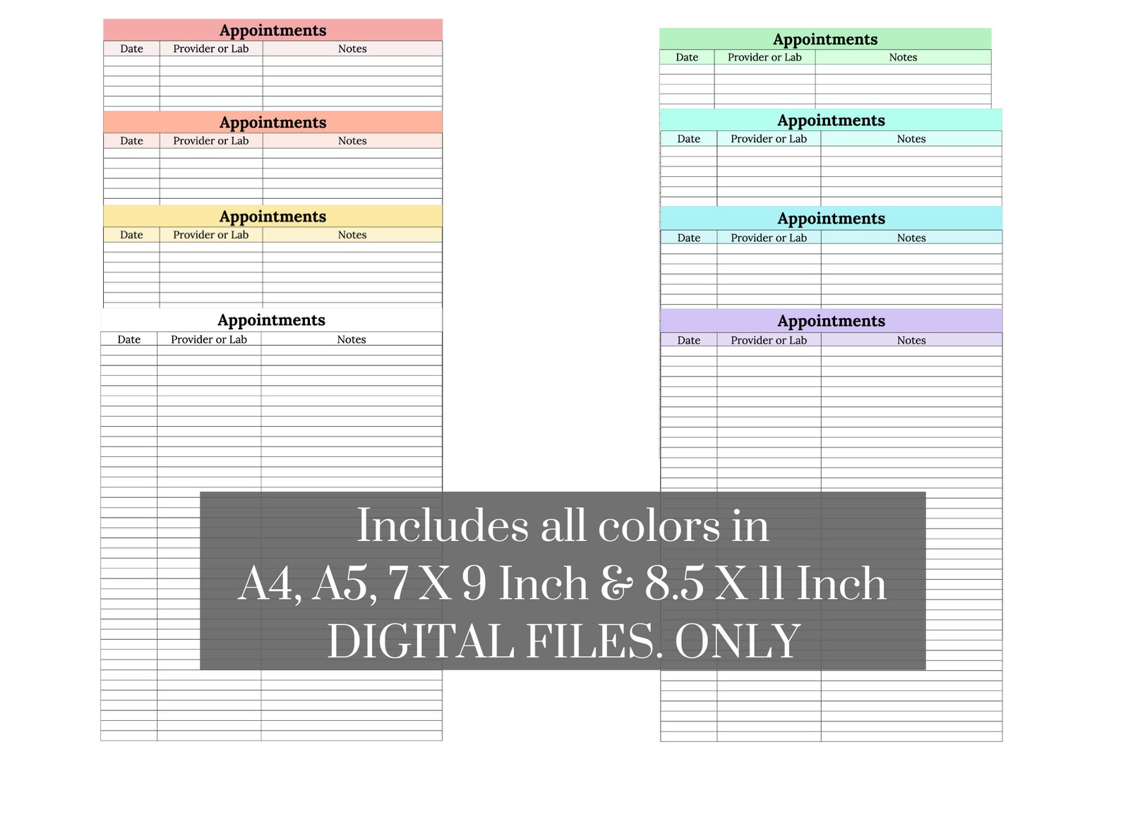 Printable Medical Appointments List Planner Page | Log | Doctor ...