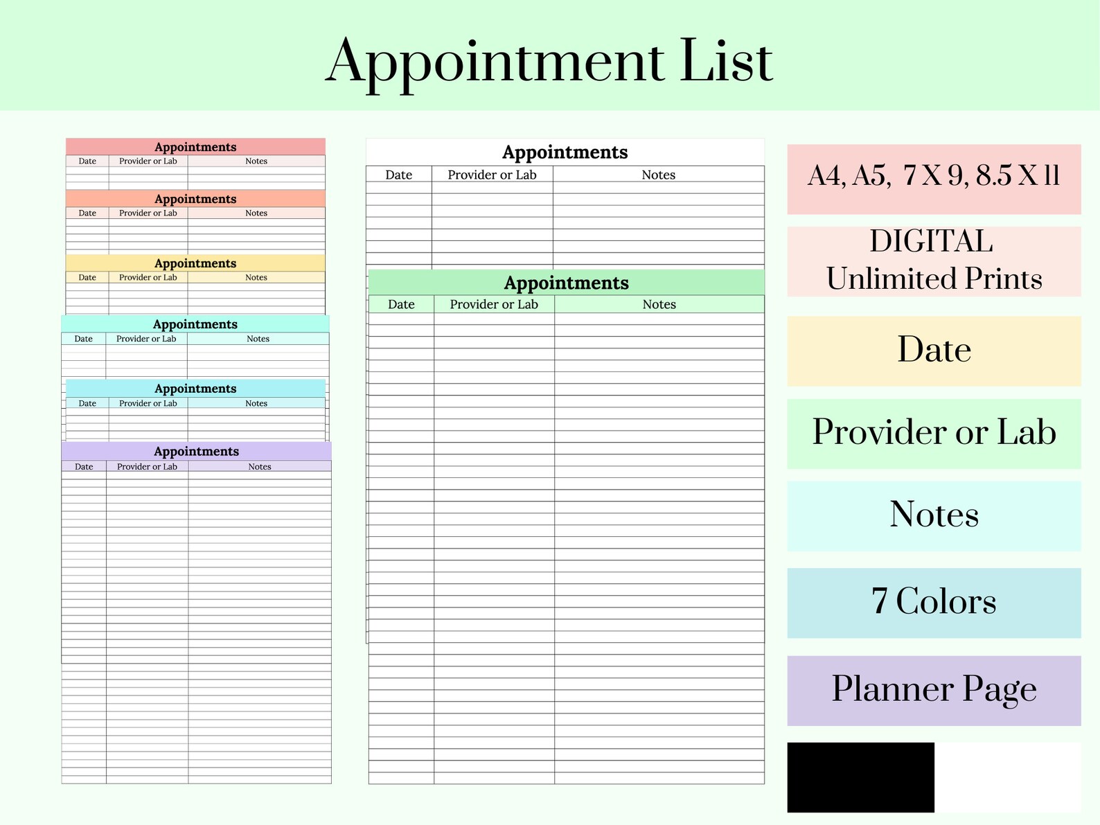 Printable Medical Appointments List Planner Page | Log | Doctor ...